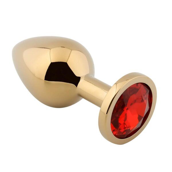 Buttplug Aurora Red Gold Large Gouden Metalen Buttplug Diamant